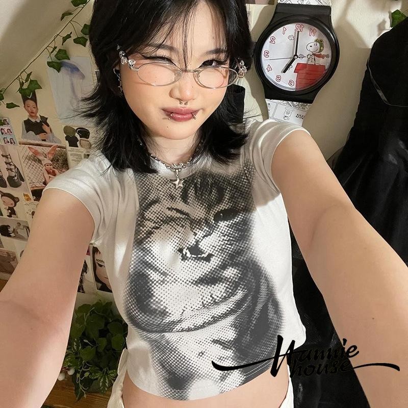 Hannie House- เสื ้ อยืดแขนสั ้ นคอกลมพิมพ ์ ลายแมวแมวต ่ ํา | Shopee ...