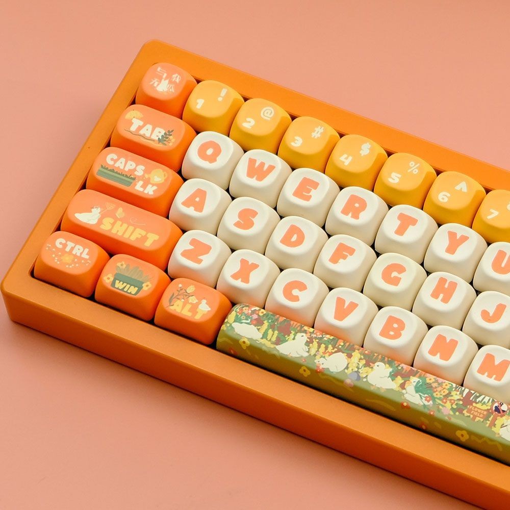 ดอกไม้และเป็ด Keycap MOA Profile Cream Themed Original PBT วัสดุ DYE ...