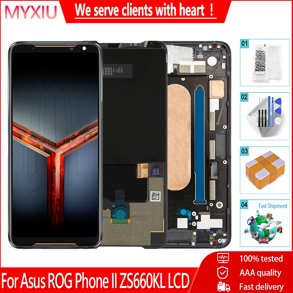 6.59 "สําหรับ ASUS ROG 2 โทรศัพท์ II ZS660KL จอแสดงผล LCD หน้าจอสัมผัสลายนิ้วมือ Digitizer ...