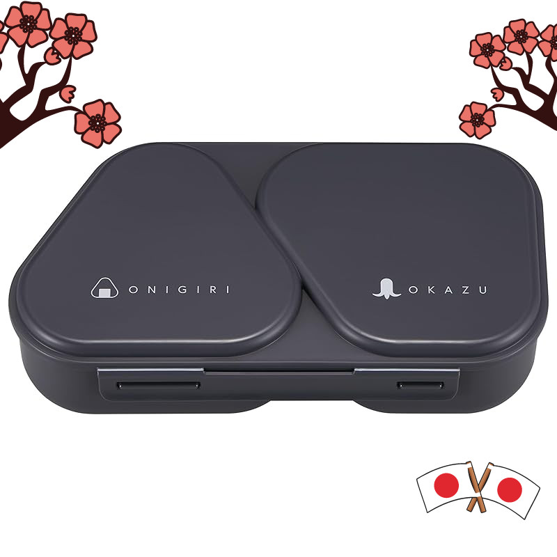 OSK Lunch Box, Rice Ball Lunch Case, Large Size 625ml, Black, with Mold, Antibacterial, Lockable ...