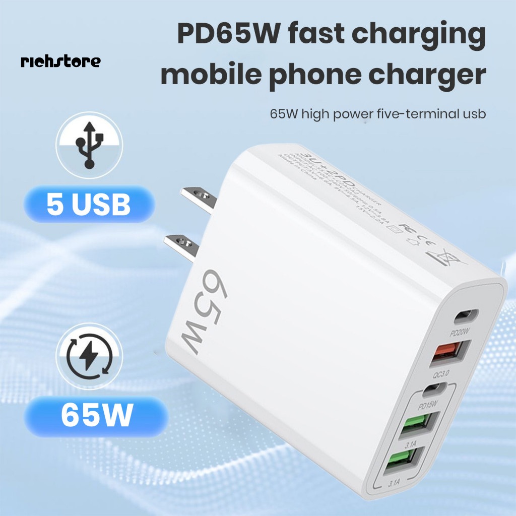 อะแดปเตอร์ชาร์จโทรศัพท์มือถือ Usb ติดผนัง ป้องกันหลายชั้น ชาร์จเร็ว สําหรับ Iphone Android Pd65w ...