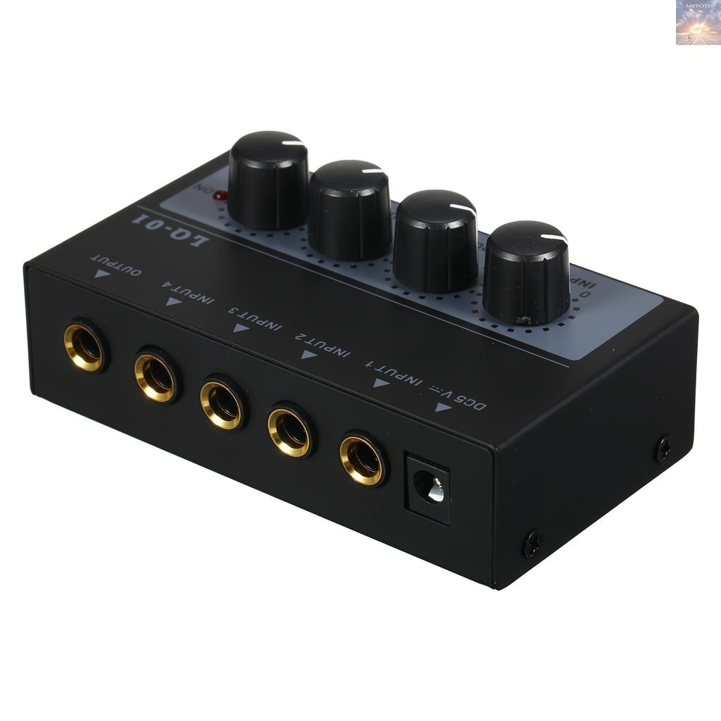 [MSTH ] Ultra Low Noise 4 Channel Mixer 4 Input 1 Output DC 5V แบบพกพา Mini Audio Mixer ไมโครโฟ ...