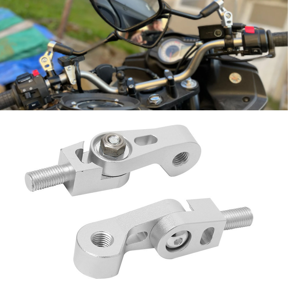 YJ Motorcycle Siver M10 x 1.25 Folding Rear View Mirror Extensions For ...