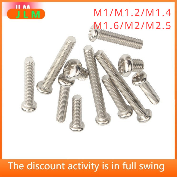 ((JLMD) สกรูหัวกลมชุบนิกเกิล Phillips สกรูหัวกลม M1/M1.2/M1.4/M1.6/M2/M2.5 สกรูแว่นตาแข็ง ...