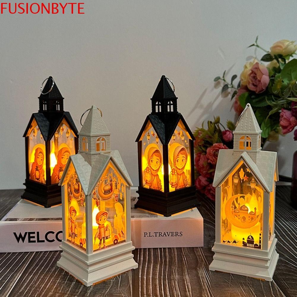 Fusionbyte Eid Mubarak โคมไฟเทียน, ปราสาทดวงจันทร์พลาสติกรอมฎอนโคมไฟลม, Creative Elegant ...