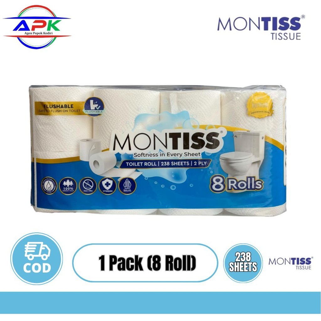 Montiss TOILET ROLL 8 IN 1 238 แผ่น 1 แพ็ค | Montiss ROLLED TOILET ...