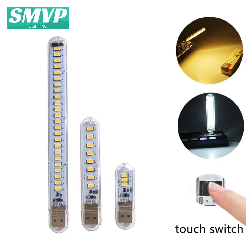 Smvp 3/8/24leds แบบพกพา USB LED โคมไฟ 5V Ultra Bright 3000K-7000K Night Light พร้อมสวิทช์สัมผัส ...