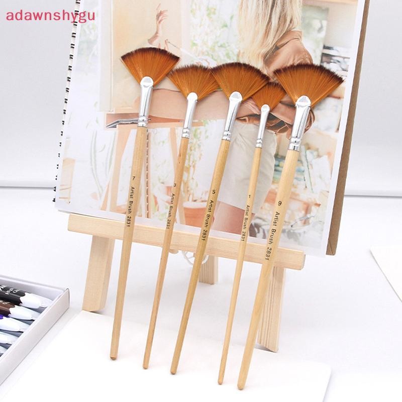 Adagu 5 ชิ้นพัดลมรูปร่าง Gouache จิตรกรรมปากกาไนลอนผมสีแปรงวาดอุปกรณ์ ...