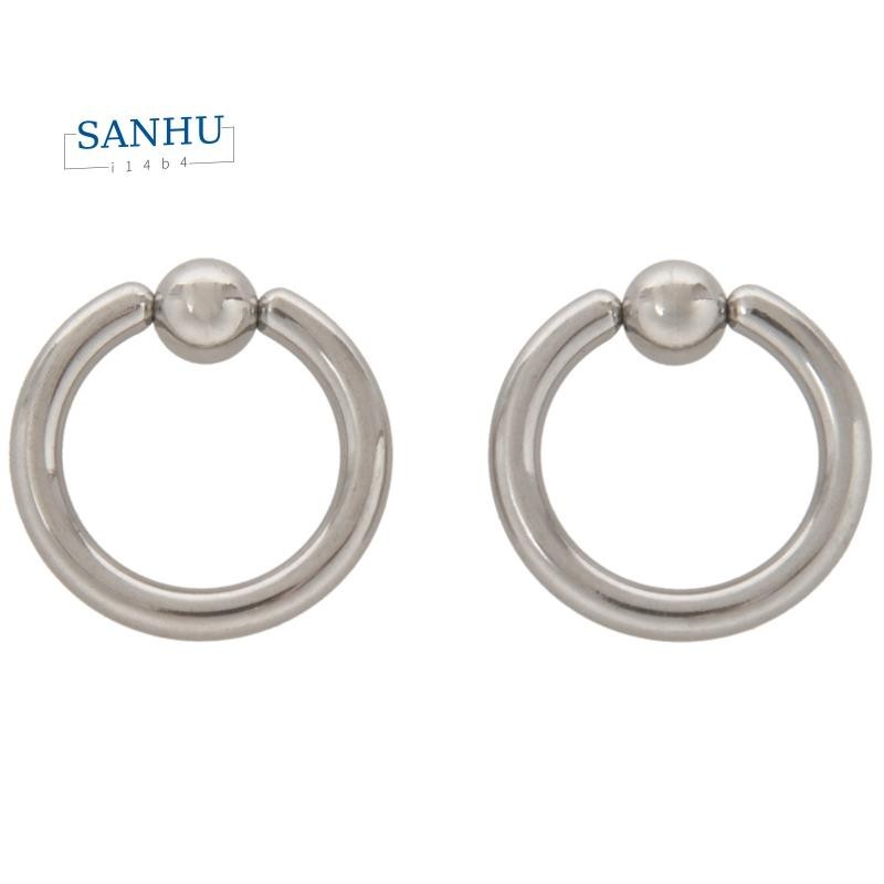 【sanhui14b4 】1 คู่แหวนหูลูกปัดสแตนเลส สีเหล็ก, 2g(6mm)*16mm | Shopee Thailand