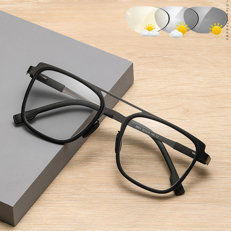 กรอบโลหะเหล็ก Photochromic Double Vista Anti UV Eye แว่นตาสําหรับชาย ...