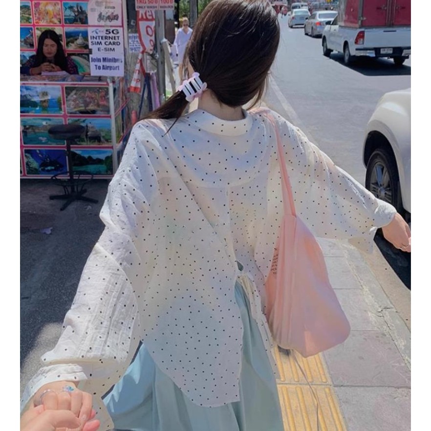 Zuoan เสื้อเชิ้ตแขนยาวผู้หญิงลายจุดดีไซน์อ่อนโยนฤดูใบไม้ผลิใหม่ 250312 ...