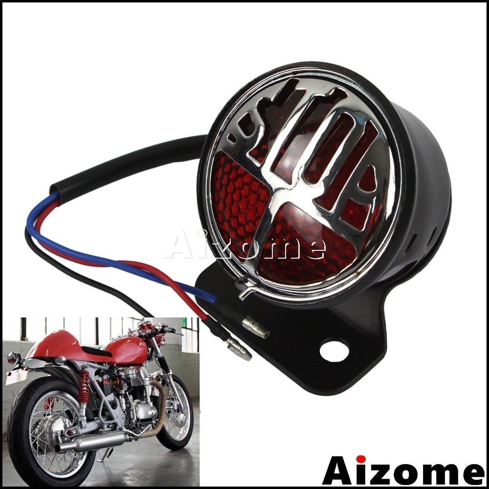 AI Motorcycle LED "STOP" Miller Tail Light Number Plate Rear Lamp Brake ...