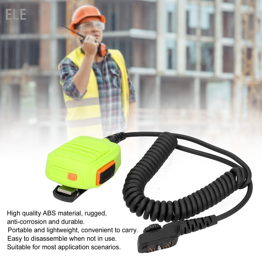 ELE ไมโครโฟนมือสีเขียวแบบพกพาสำหรับ Hytera PD702 PD702G PD782 PD705 ...