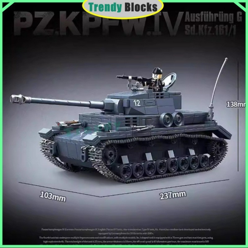 ชุดทหาร 100251 Panzerkampfwagen IV Building Blocks ประกอบของเล่นเพื่อ ...