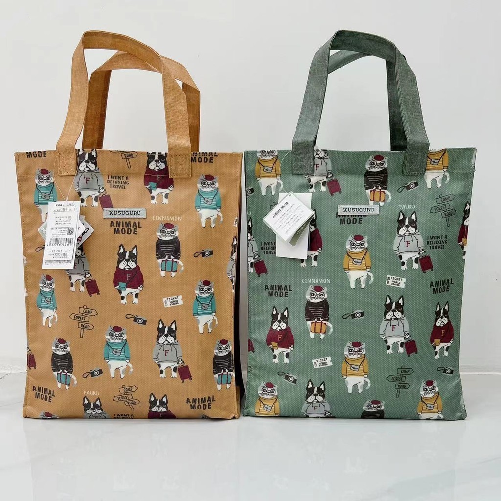 ญี ่ ปุ ่ นญี ่ ปุ ่ น kusuguru Cat Fadou พิมพ ์ ลามิเนตกันน ้ ํากระเป ๋ าถือ Anti-สกปรกกระเป ๋ ...