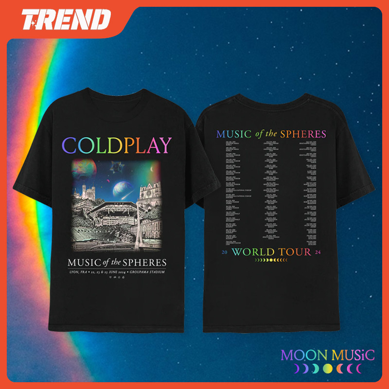 Coldplay 2024 MUSIC OF THE SPHERES WORLD TOUR Merch ผ้าฝ้ายเสื้อยืด ...