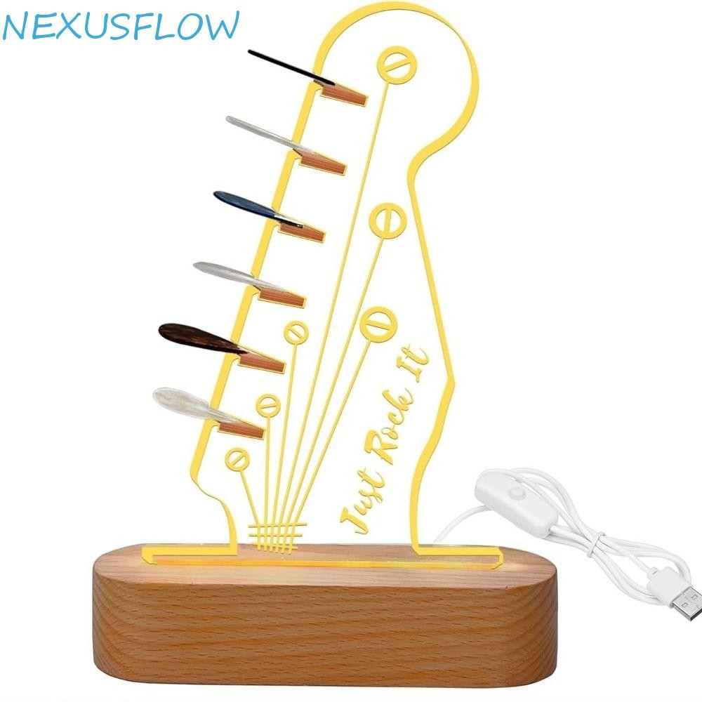 Nexusflow ที่วางเลือกกีต้าร์, รูปร่าง Headstock ฐานไม้กีตาร์ Pick Display Stand พร้อมไฟ, ปฏิบัติ ...