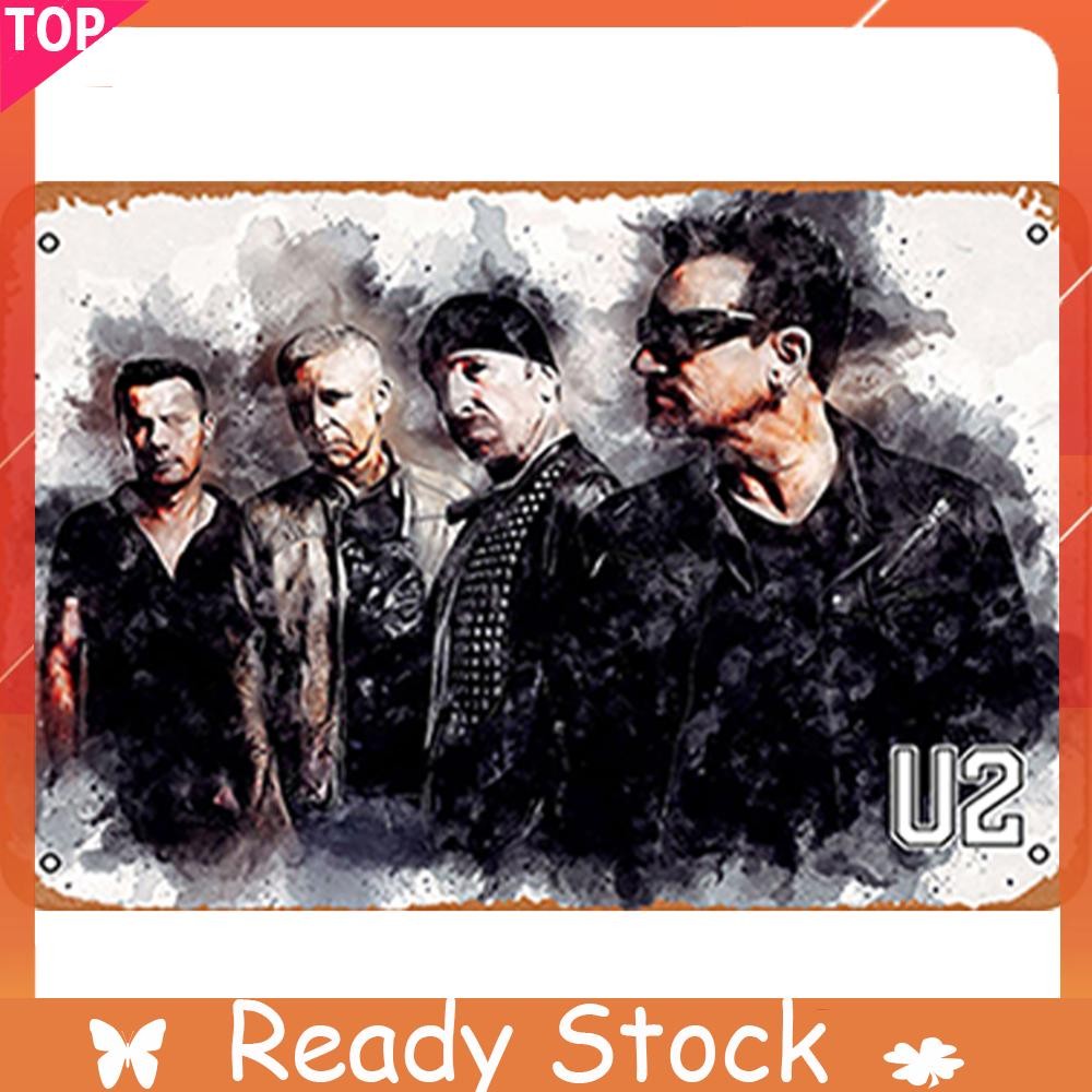 Vintage แผ่นโลหะ U2 Band ภาพวาดเหล็กสี่เหลี่ยม Wall Art Home Decor30x20 ...