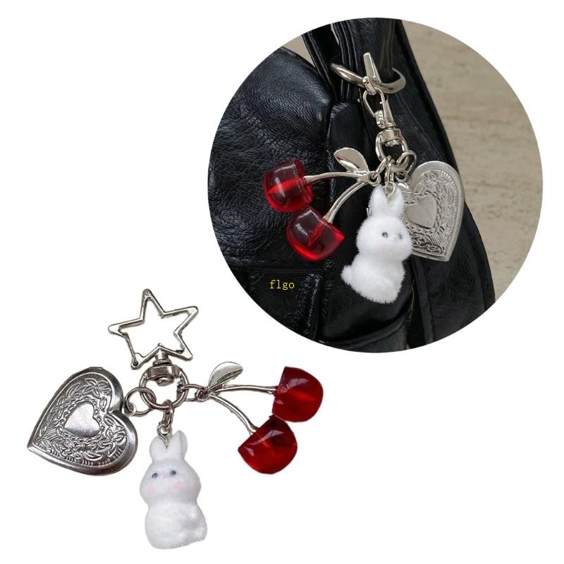 Flgo Modern Rabbit Cherry พวงกุญแจจี้ Charm Enhancing Personal Taste ...