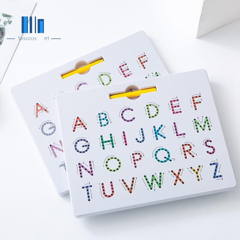 2 ชิ้นแม่เหล็กตัวอักษร Trace Board สองด้าน Upper & Lower กรณีตัวอักษร ...