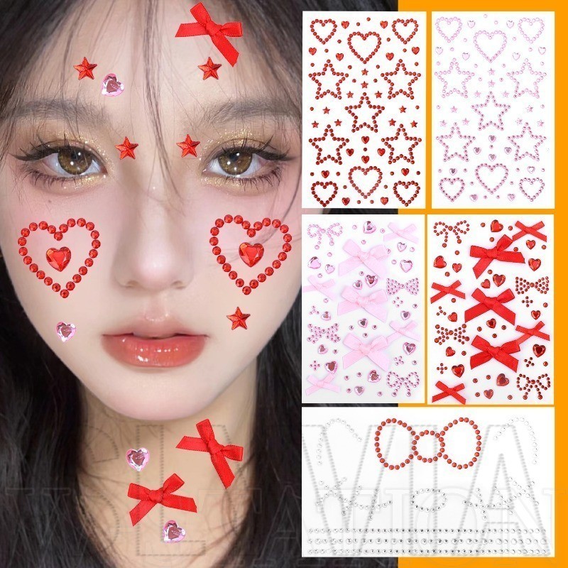 Slxc-bowknot Water-Diamond Face Sticker - Sweet Lovely, Cloth Bow ...