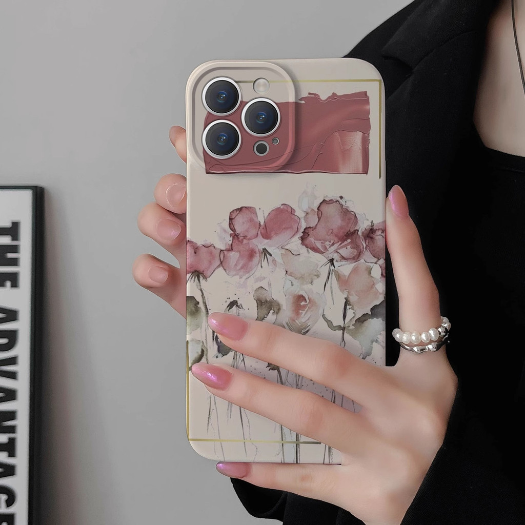 ดอกกุหลาบหมึกโรแมนติก เคสโทรศัพท์แข็งสำหรับ Samsung A14 A34 5G A55 S25 A23 4G/5G A11 A13 4G ...