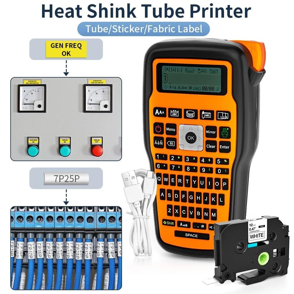 E1000pro Tube Label Printer Sticker Label Printer & Label Tape 12mm ...