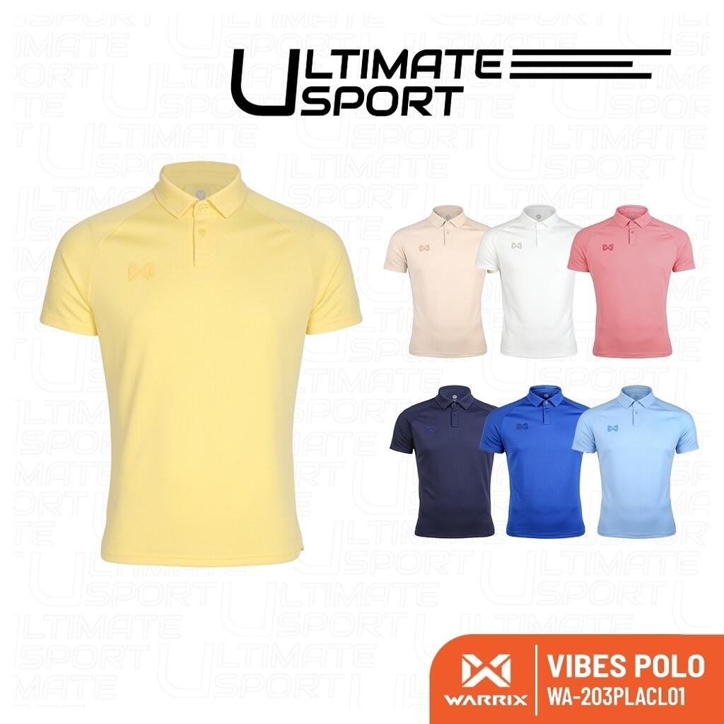 WARRIX เสื้อโปโลแขนสั้น ผ้านุ่มใส่สบาย วาริกซ์ รุ่น VIBES WA-203PLACL01 สีโอรส/น้ำเงิน/ฟ้า/เบจ ...