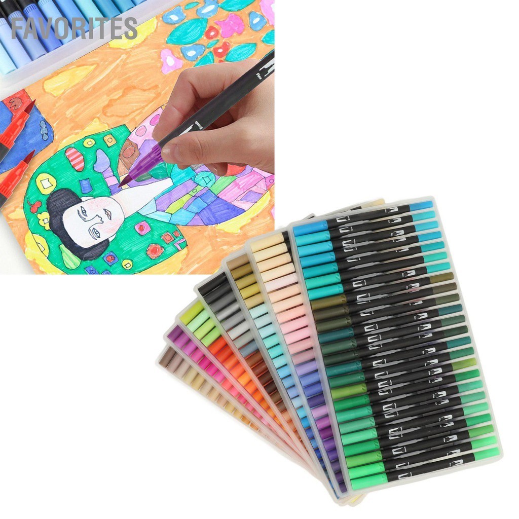 Favorites 168 สี Dual Brush Marker ปากกา 0.5 มม. เคล็ดลับปากกาสีน้ำ ...