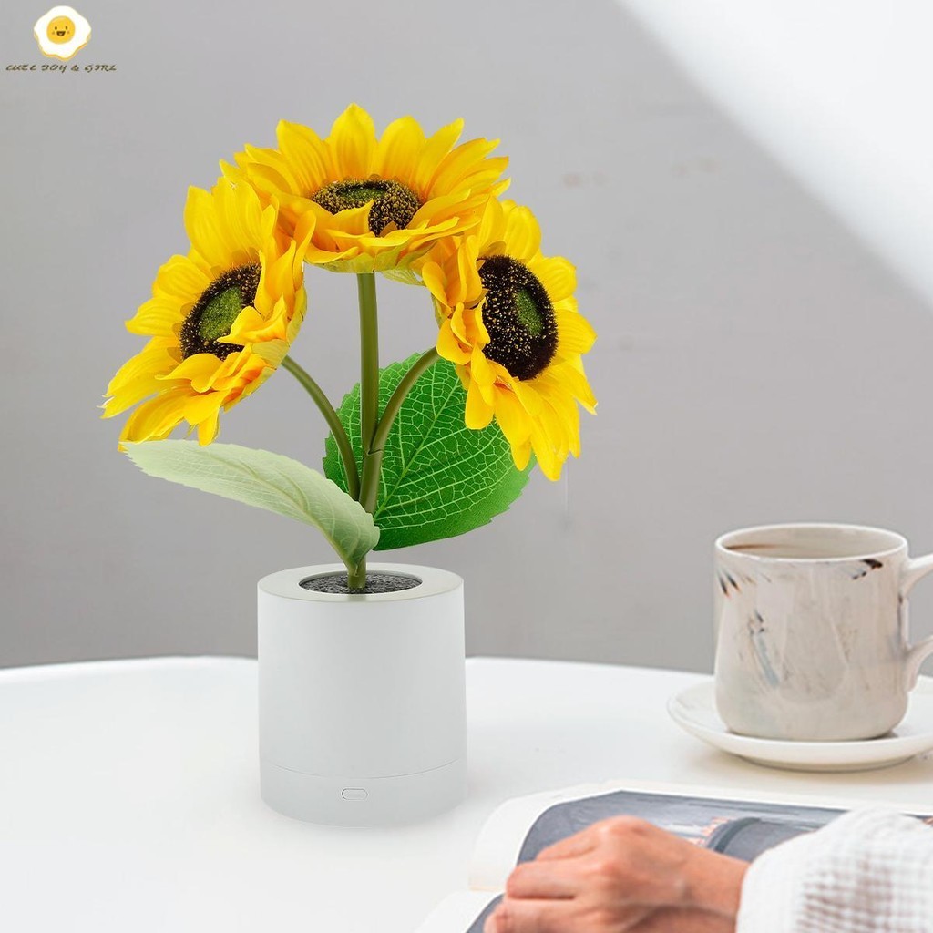 Led Sunflower Night Light Dimmable Sunflower โคมไฟตั ้ งโต ๊ ะ USB ชาร ...