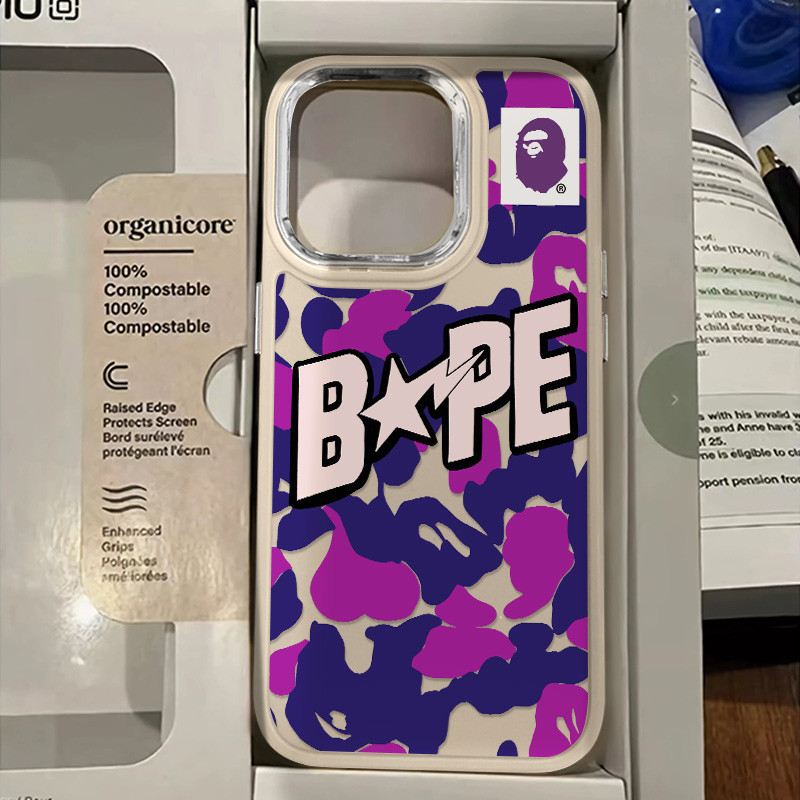 ใหม่camouflageสีม่วงbapeรูปแบบเคสโทรศัพท์เข้ากันได้สําหรับiphone 15 14 ...