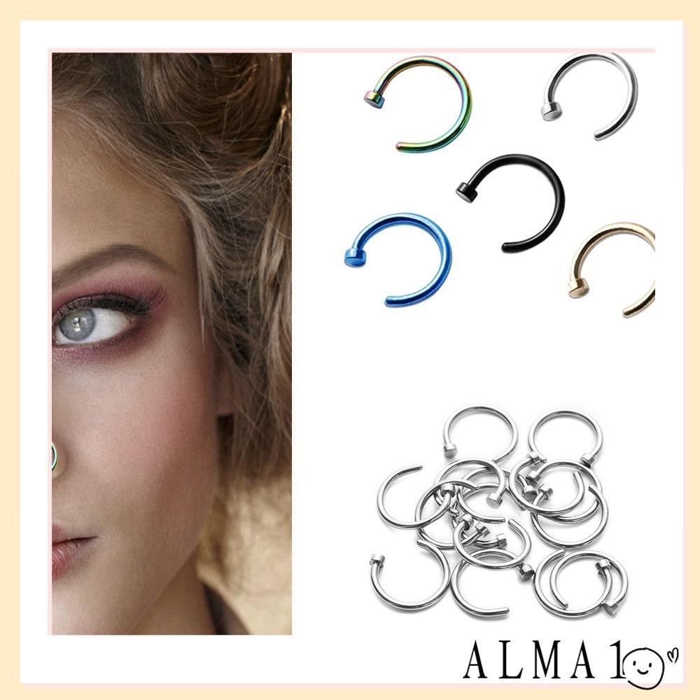 Alma 3/5/10PCS แหวนจมูก 8 มม. ห่วงปลอมคลิปบนเครื่องประดับร่างกาย ...