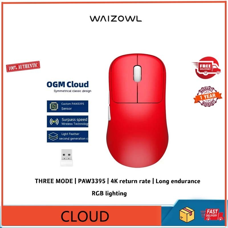 Waizowl GMO Cloud Mosue เมาส์เกมไร้สายสามโหมด PAW3395 อัตราการคืน 4k ความอดทนนานสุด เมาส์ ...