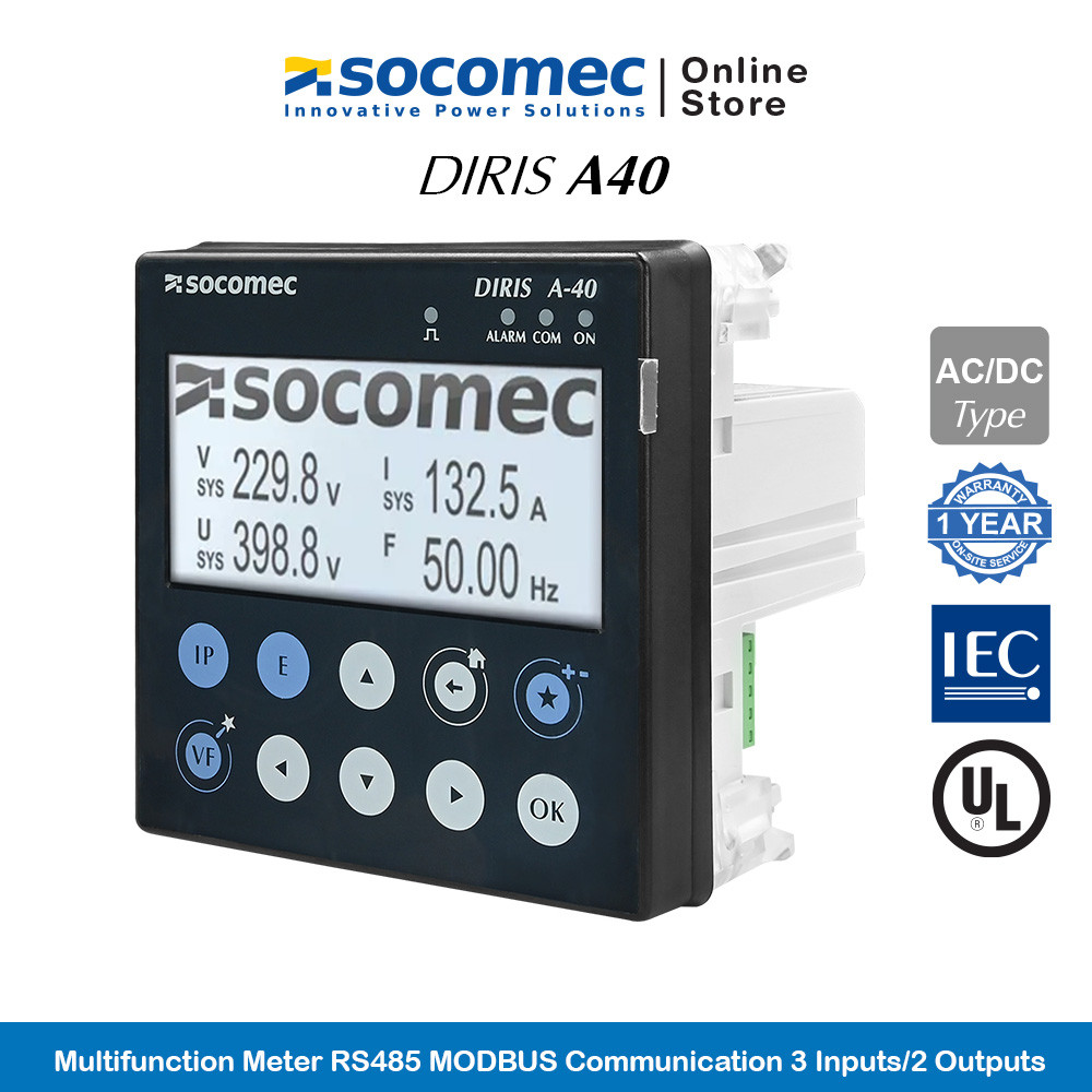 Socomec Meter DIRIS A-40 RS485 MODBUS Communication 3 Inputs/2 Outputs ...