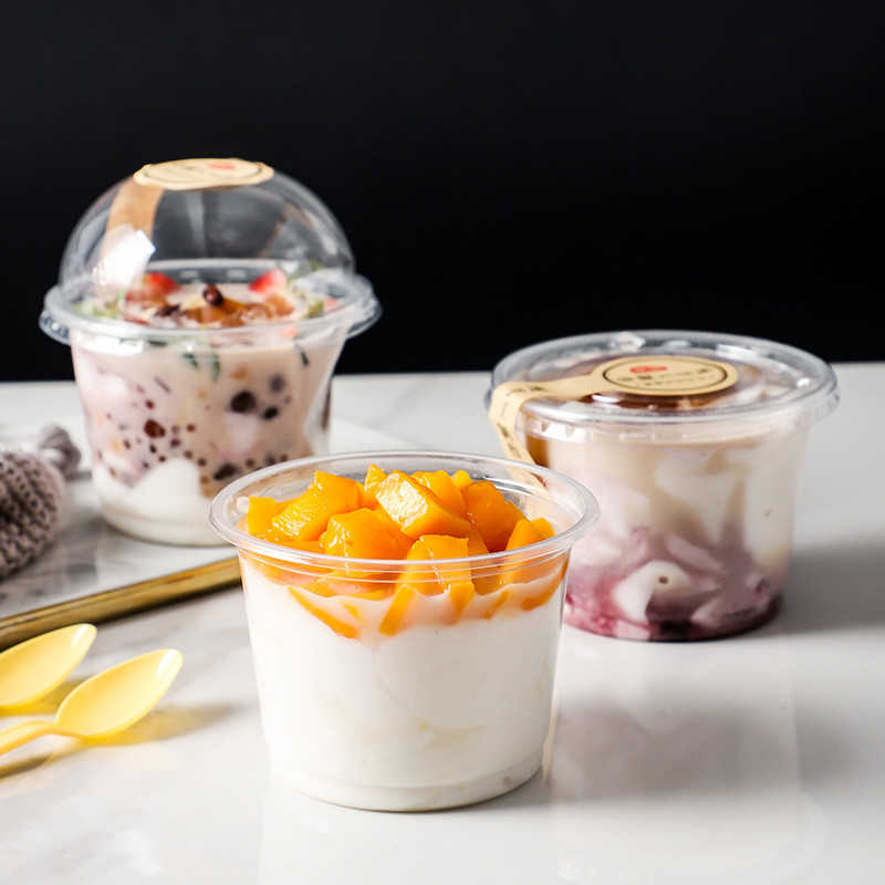 90ML-300ML Pudding Cup Plastic Disposable Cup with Lid Yogurt Cup Fruit ...