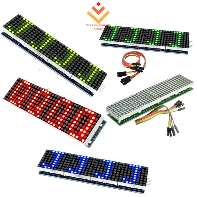 Max7219 4 In 1 จอแสดงผล LED Microcontroller + 5P Line Dot Matrix โมดูล ...