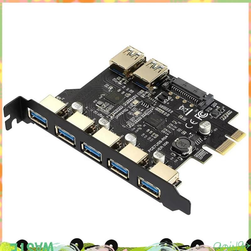 Super PCI-E USB 3.0 7 พอร์ตขยายการ์ด 15pin SATA Power Connector PCIE X1 ...
