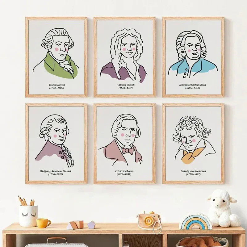 คลาสสิก Composer โปสเตอร ์ คลาสสิกเพลงผ ้ าใบภาพวาด Art Mozart ...