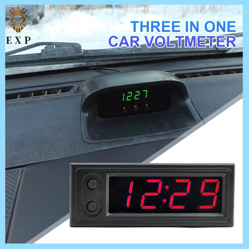 [explosion1.th] 3 in 1 นาฬิกาอุณหภูมิรถยนต์จอแสดงผล LED นาฬิกาอิเล็กทรอนิกส์โวลต์มิเตอร์ส่อง ...