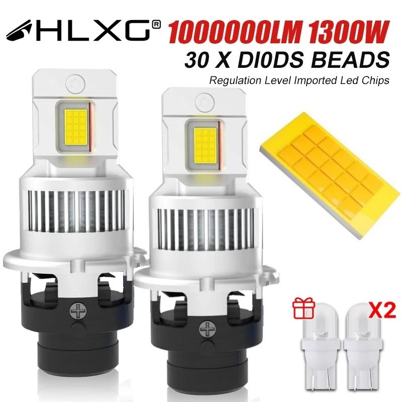 D2s D4S 1:1 LED ไฟหน้าหลอดไฟ HID D2R D4R เปลี่ยนชุด Xeon LED 1000000Lm 1300W ชิป CSP ขนาดใหญ่ ...