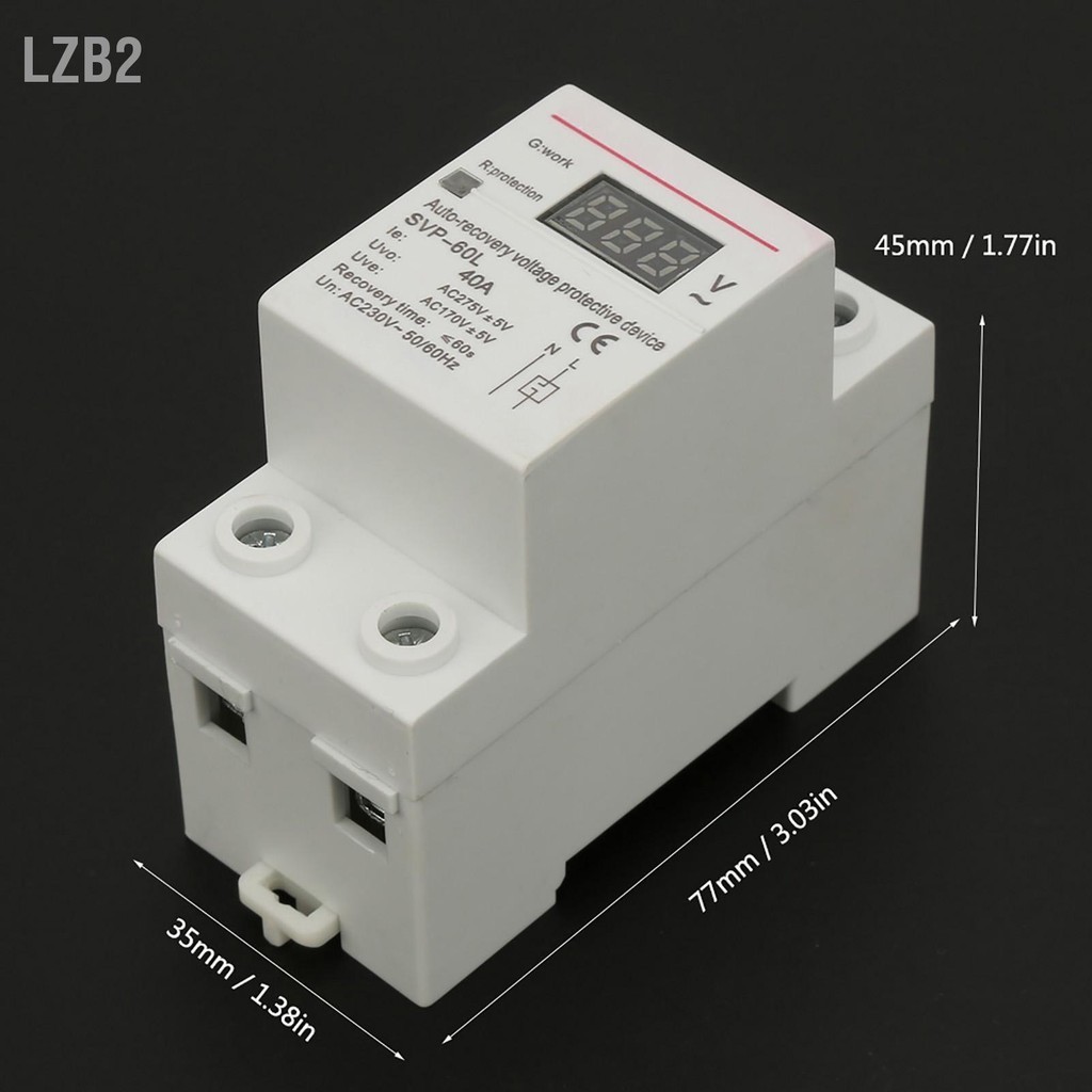 LZB2 230V 40A การกู้คืนอัตโนมัติอุปกรณ์ป้องกันแรงดันไฟฟ้าเกินแรงดันไฟฟ้าต่ำตัวป้องกันราง DIN ...