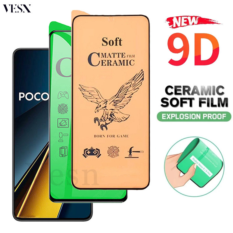 ฟิล์มแก้วเซรามิคอ่อน ฟิล์มป้องกันหน้าจอสำหรับ Xiaomi POCO C75 C71 C65 C61 F5 X7 X6 X5 M7 M6 M5 ...