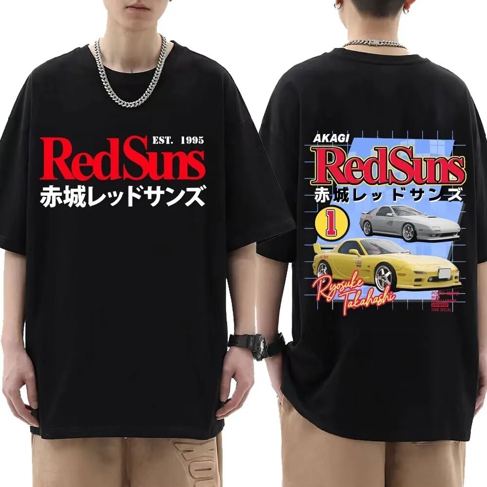 ใหม่ เสื้อยืด พิมพ์ลายอนิเมะ Initial D Drift Akagi Redsuns Ae86 Takumi Fujiwara R34 Skyline Gtr ...