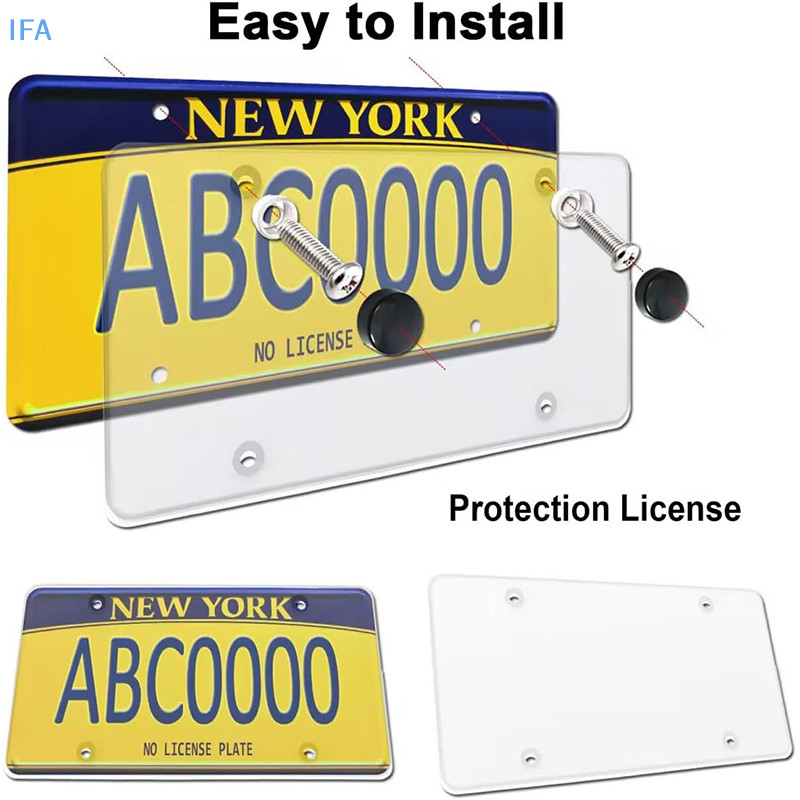 IFA 2 แพ็คป้ายทะเบียนรถ Tinted Tag Shield ฝาครอบพลาสติก Clear Protector ...