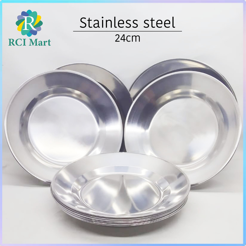 จานสแตนเลส 24ซม. SS 480 กินฟู้ดเกรด - RCI Mart | Shopee Thailand