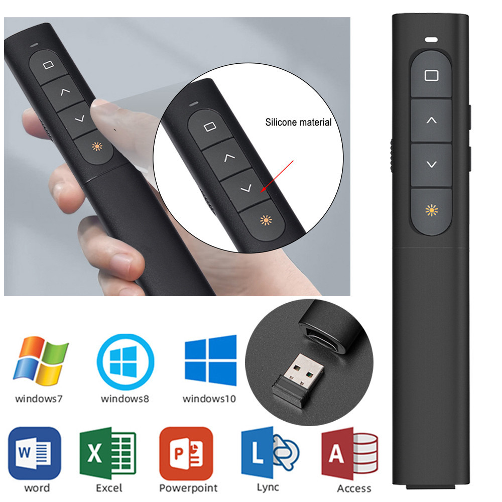ชาร์จ USB ไร้สาย PPT Presentation Pointer Clicker Powerpoint Presenter ...