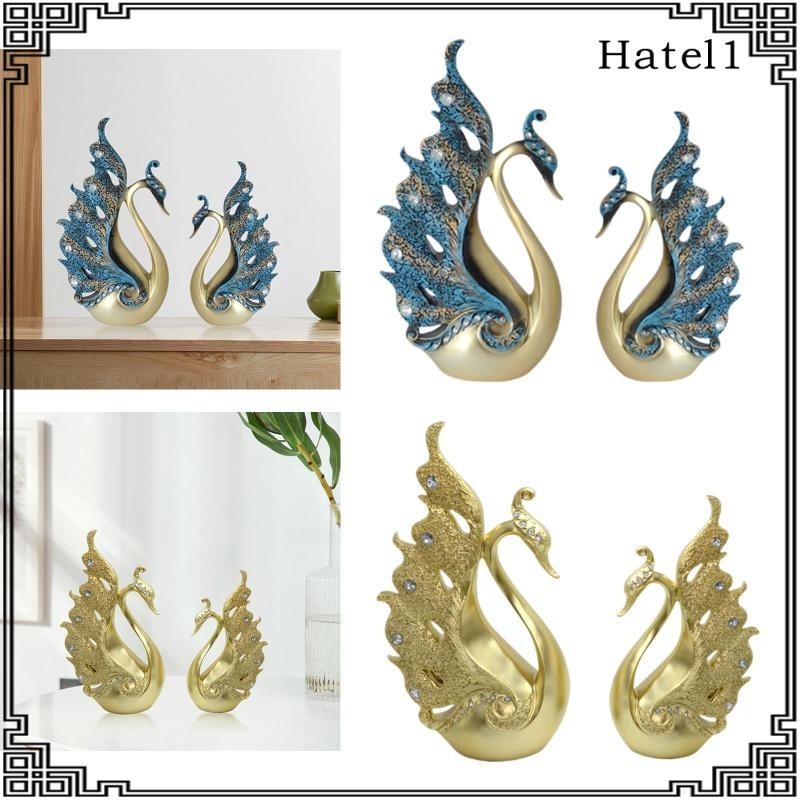 [Hatel] 2x เรซิ่นประติมากรรมตัวเลขนกคริสต์มาสหงส์รูปปั้นรูปแกะสลัก ...