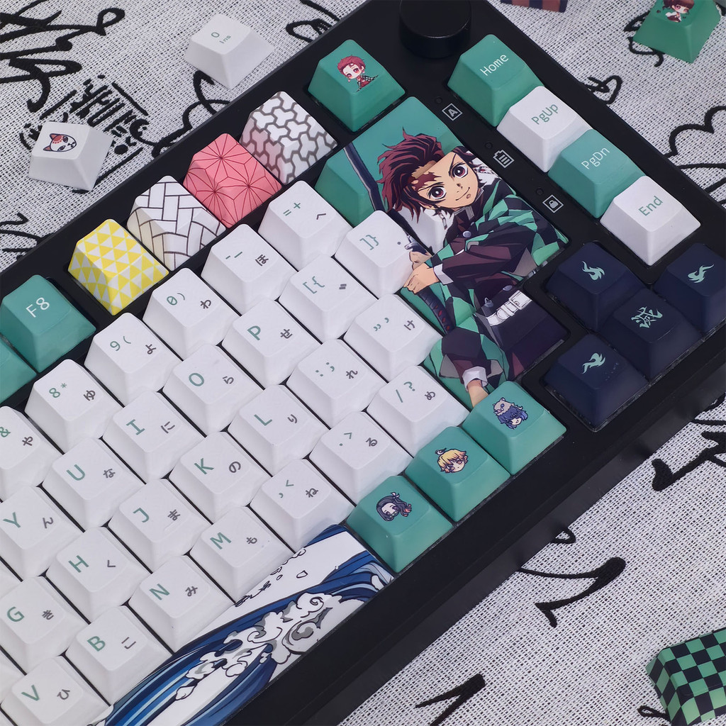 Demon Slayer Kamado Tanjirou Keycap โปรไฟล์เชอร์รี่ PBT ห้าด้าน Dye ...