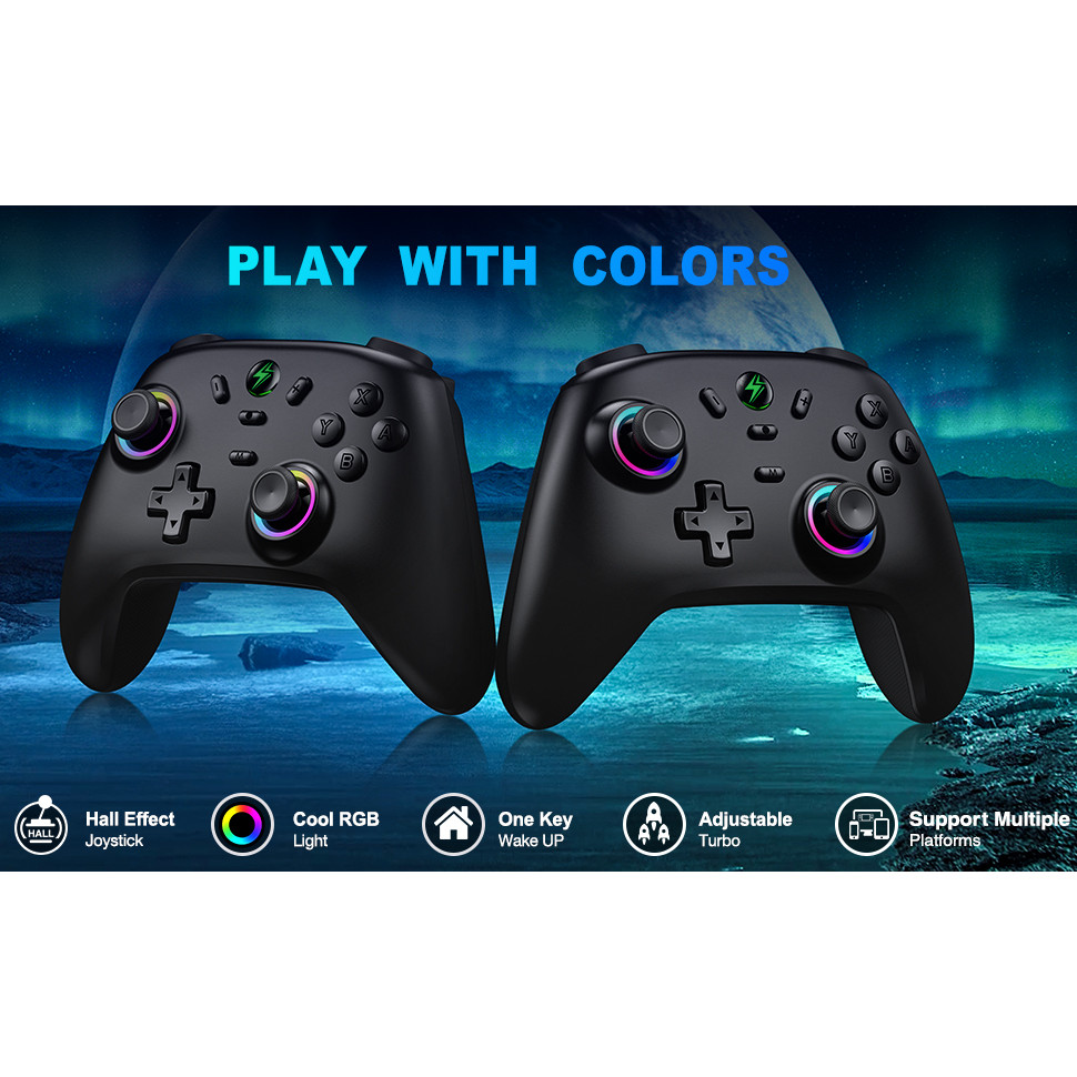 Beboncool RGB Hall Rocker คอนโทรลเลอร์ไร้สายสําหรับ Nintendo Switch/สวิทช์ Lite/สวิทช์ OLED ...