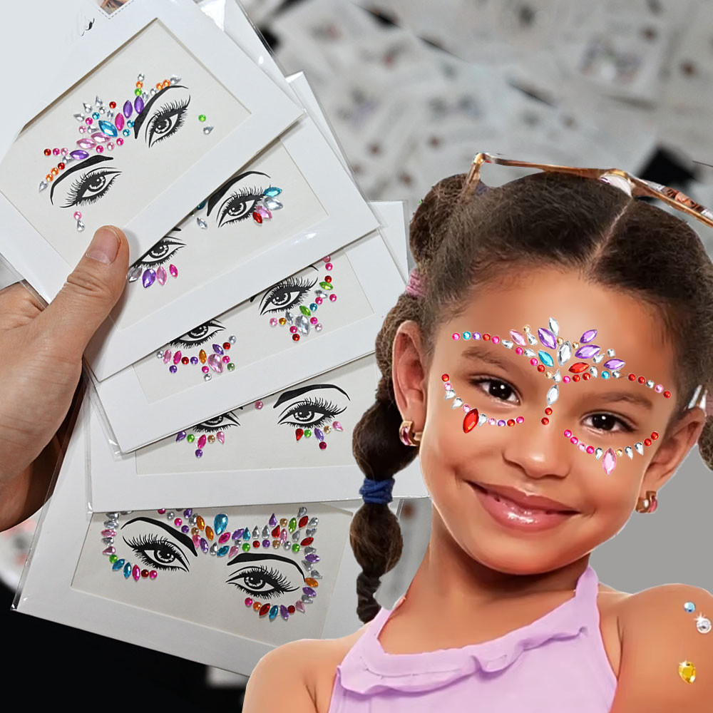 เงา Rhinestones 3D เพชร Eyebrow Gems สติกเกอร์แต่งหน้า Face Jewels ...